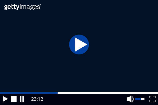 Template media player. Computer screen. Flat blue media player for web ...