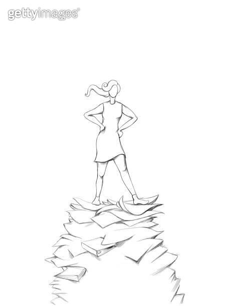 a Resolute woman who is standing on stack of paper 이미지 (1217584009 ...