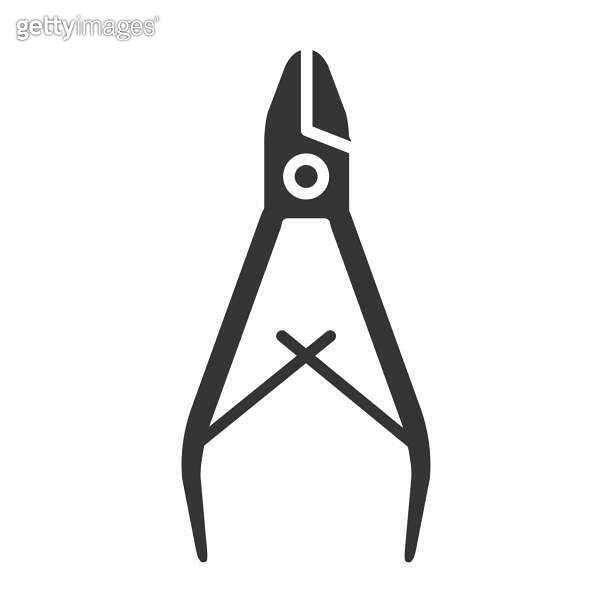 Cuticle nippers black glyph icon. Manicure and pedicure instrument ...
