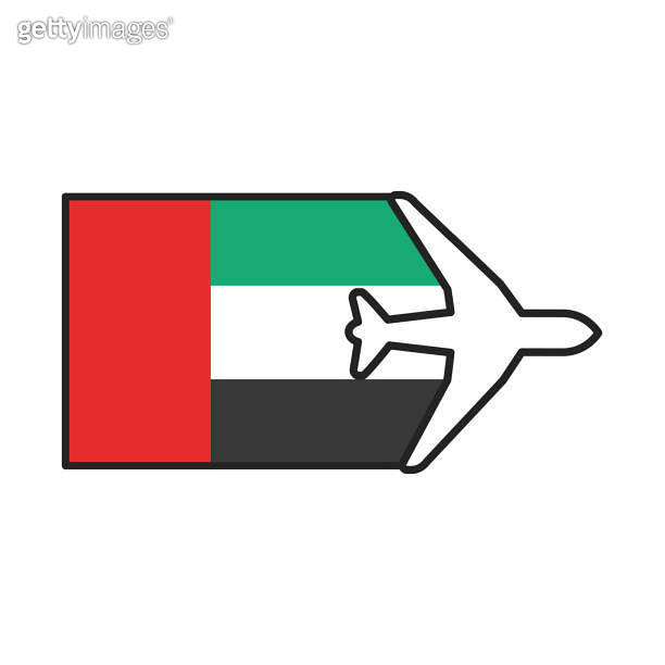 Flag of United Arab Emirates UAE color line icon. Airline network ...
