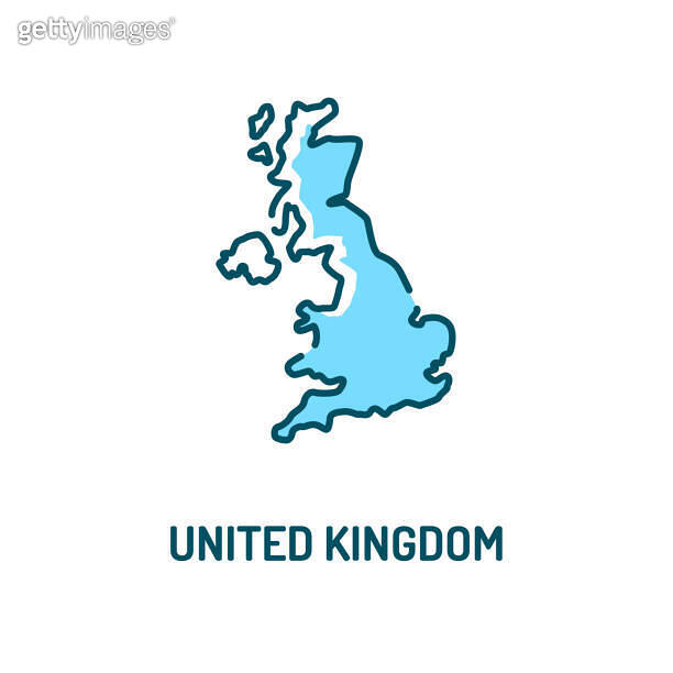 United Kingdom map color line icon. Border of the country. Pictogram ...