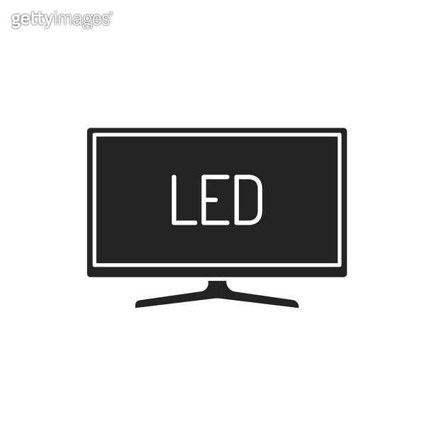 LED TV display black glyph icon. Full High Definition. LCD TV with LED ...