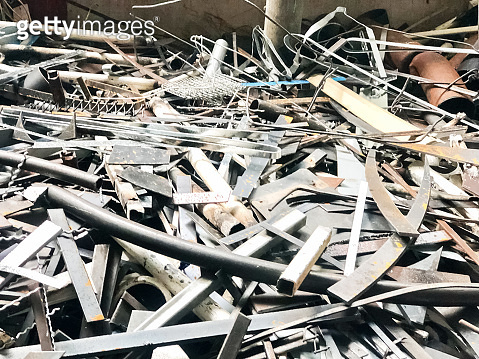 The steel waste,metal pile,stainless steel rubbish,metal garbage ...