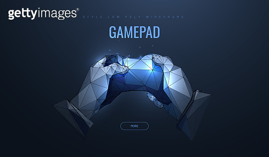 Abstract image of gamepad for video games. Low poly illustration ...