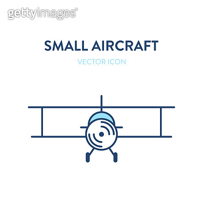 Light aircraft plane icon. Vector flat outline illustration of a small ...