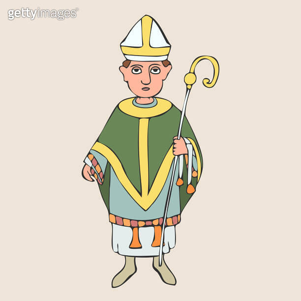 medieval bishop vector cartoon character 이미지 (1218606096) - 게티이미지뱅크