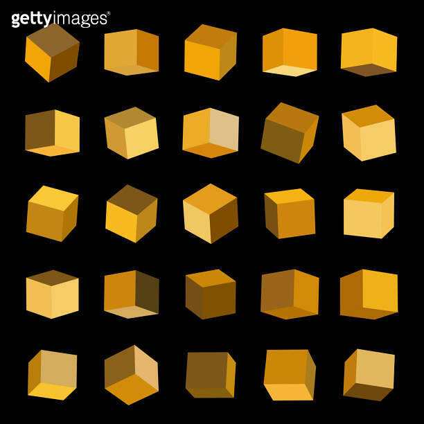 Vector 3D Yellow Cube Box Model Symbol For Design Collection ...