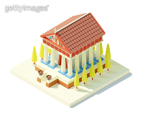 Vector isometric antique greek temple. Ancient monument icon 이미지 ...