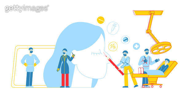 Plastic Surgeon Characters Correcting form of Woman Nose, Put Dotted ...