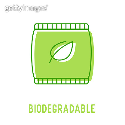 Biodegradable Organic Waste Concept. Recycling Plastic Bag with Green ...