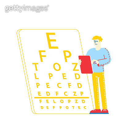 Myopia or Nearsightedness Diseases of Eye and Optical System. Sad Male ...