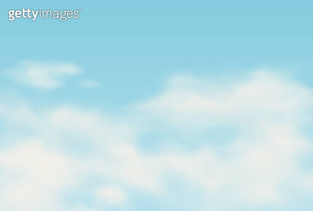 Vector realistic background with summer clouds. Cloudy fluffy sky illustration texture. Storm ...