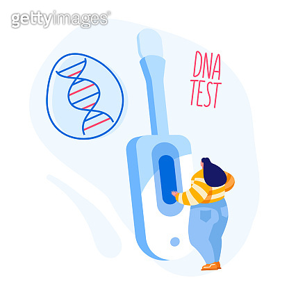 Tiny Female Character Stand at Huge Device for Sampling Express Dna ...