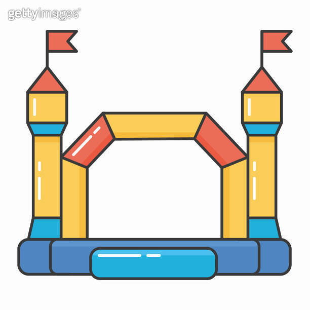 Bouncy inflatable castle. Tower and equipment for child playground ...