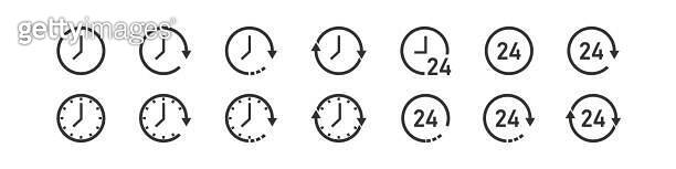Clock set icons. All time 24 hour and arrow sign symbol. Vector 이미지 ...