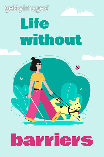 Life without barriers for disabled people, flat cartoon vector ...