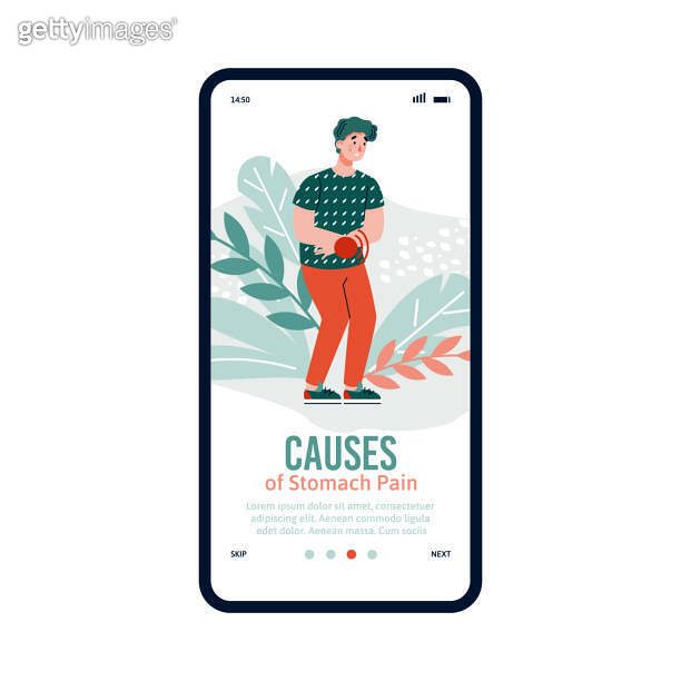 Causes of stomach pain banner for mobile app page cartoon vector ...