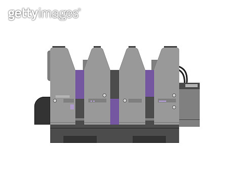 Four colors offset printing machine a vector isolated illustration ...