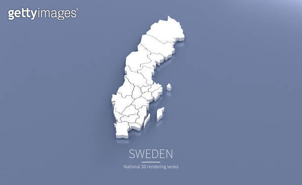 Sweden Map 3d. National map 3D rendering set in European countries. 이미지 ...