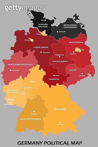 Germany political map divide by state colorful outline simplicity style ...