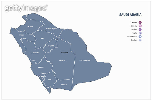 saudi arabia map. vector map of riyadh, saudi arabia in middle east ...