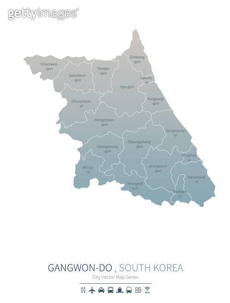Gangwon-do Map. vector map of major cities of south korea. 이미지 ...