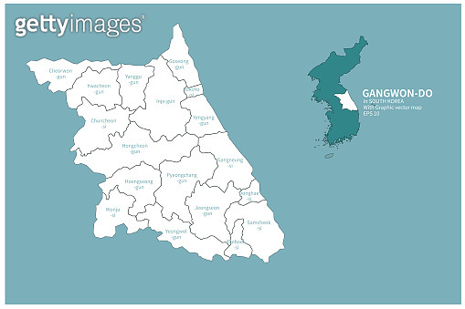 gangwon do map. korea province vector map. 이미지 (1215585970) - 게티이미지뱅크