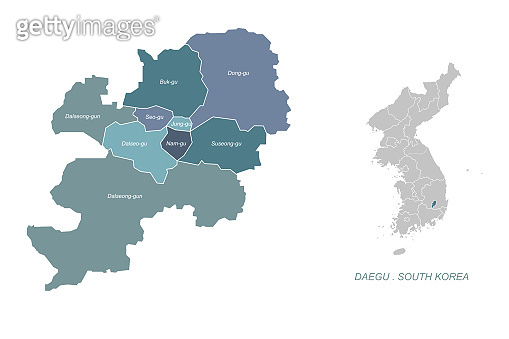 daegu city map. korea provinces map. 이미지 (1215583654) - 게티이미지뱅크