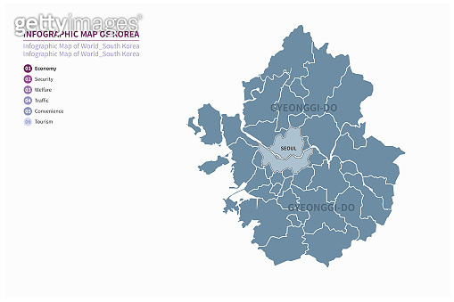 gyeonggi do map. korea province vector map. 이미지 (1215588441) - 게티이미지뱅크