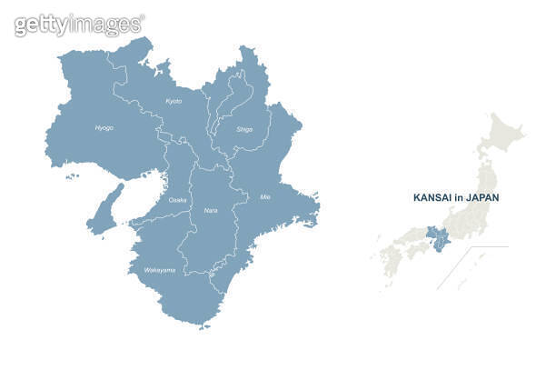 kansai map. japan region vector map. (1227060018) - 게티이미지뱅크