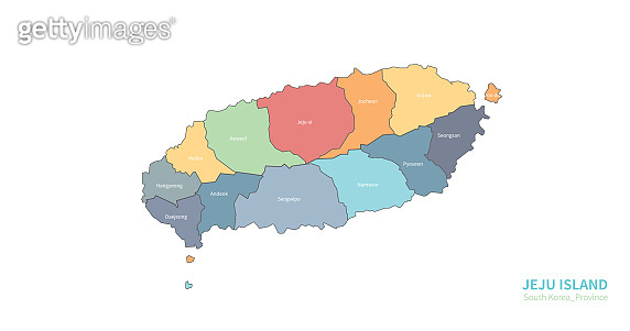 Jeju map. South Korea division vector map. 이미지 (1286055134) - 게티이미지뱅크
