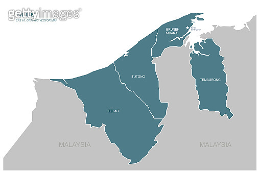 brunei map. brunei vector map in asia country. 이미지 (1215802450) - 게티이미지뱅크