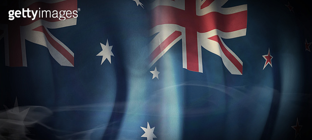 Flag 3D Rendering on Economic, Cooperation between Australia and New ...