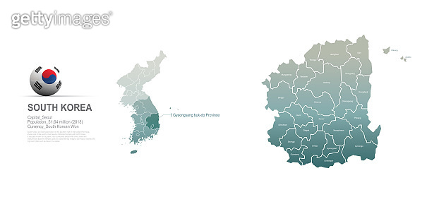 gyeongsang buk do map. detailed vector map of korea provinces. korea ...