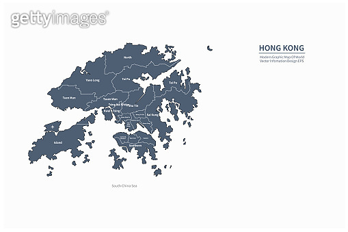 hong kong map. hong hong district vector map in asia country ...