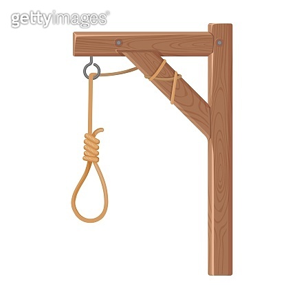 Gallows with rope and noose. Execution, death and justice symbol ...