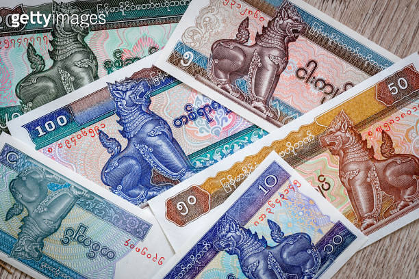 Myanmar currency, Kyat, Banknotes of various denominations (1258109809 ...