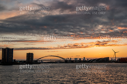 Rotterdam Netherlands 06April 2020, harbour of Rotterdam with super ...