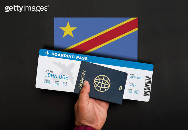 passport, boarding pass and flag of Democratic Republic of the Congo ...
