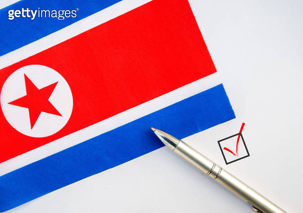 Flag of North Korea and check mark 이미지 (1205192988) - 게티이미지뱅크