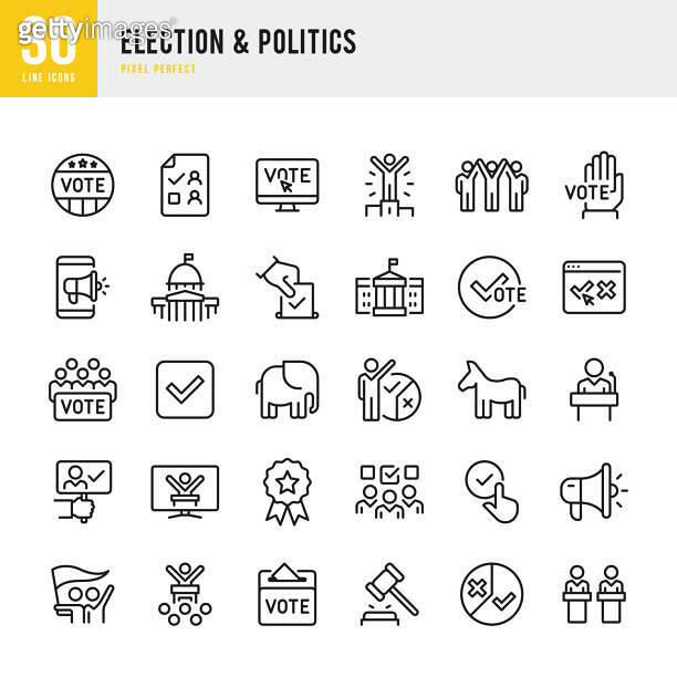 ELECTION & POLITICS - thin line vector icon set. Pixel perfect. The set ...