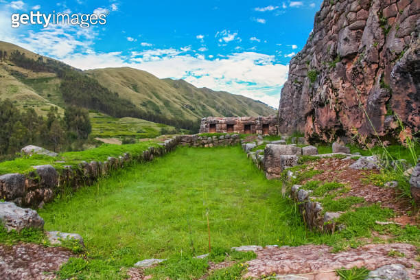 Puca Pucara, ruins of ancient Inca fortress in Cusco, Peru 이미지 ...