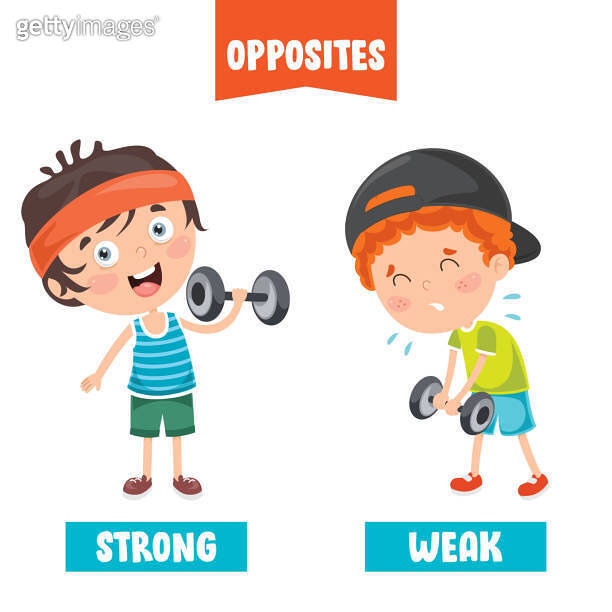 Opposite Adjectives With Cartoon Drawings 이미지 (1205600368) - 게티이미지뱅크