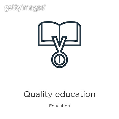Quality education icon. Thin linear quality education outline icon ...