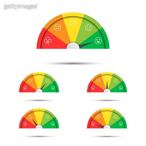 Vector illustration of rating customer satisfaction meter, different ...
