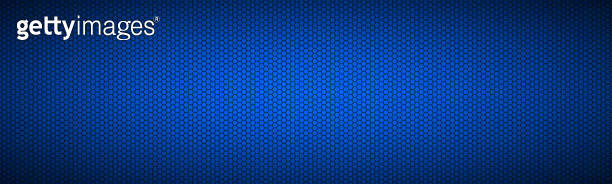 Blue background with hexagonal grid header. Abstract stainless steel ...