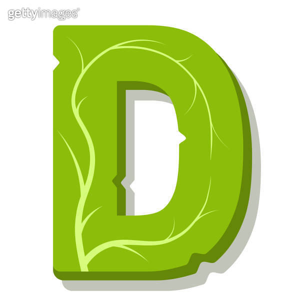 Letter D, green leaves summer vector alphabet. 이미지 (1218775093) - 게티이미지뱅크