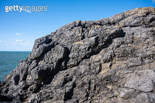Geological landscape at Blue Pool, Broughton Bay, Gower Peninsula ...