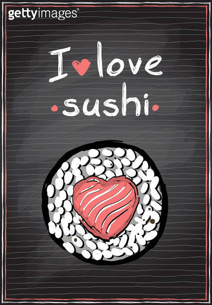 I love sushi, chalk doodle style sushi menu design 이미지 (1255948451 ...