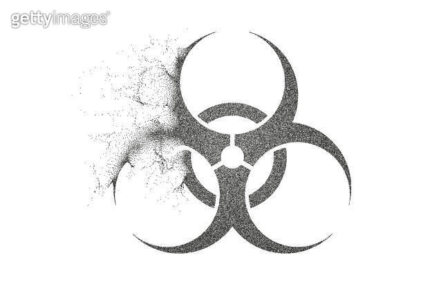 Biological hazard. An abstract vector sign dissolves into small ...